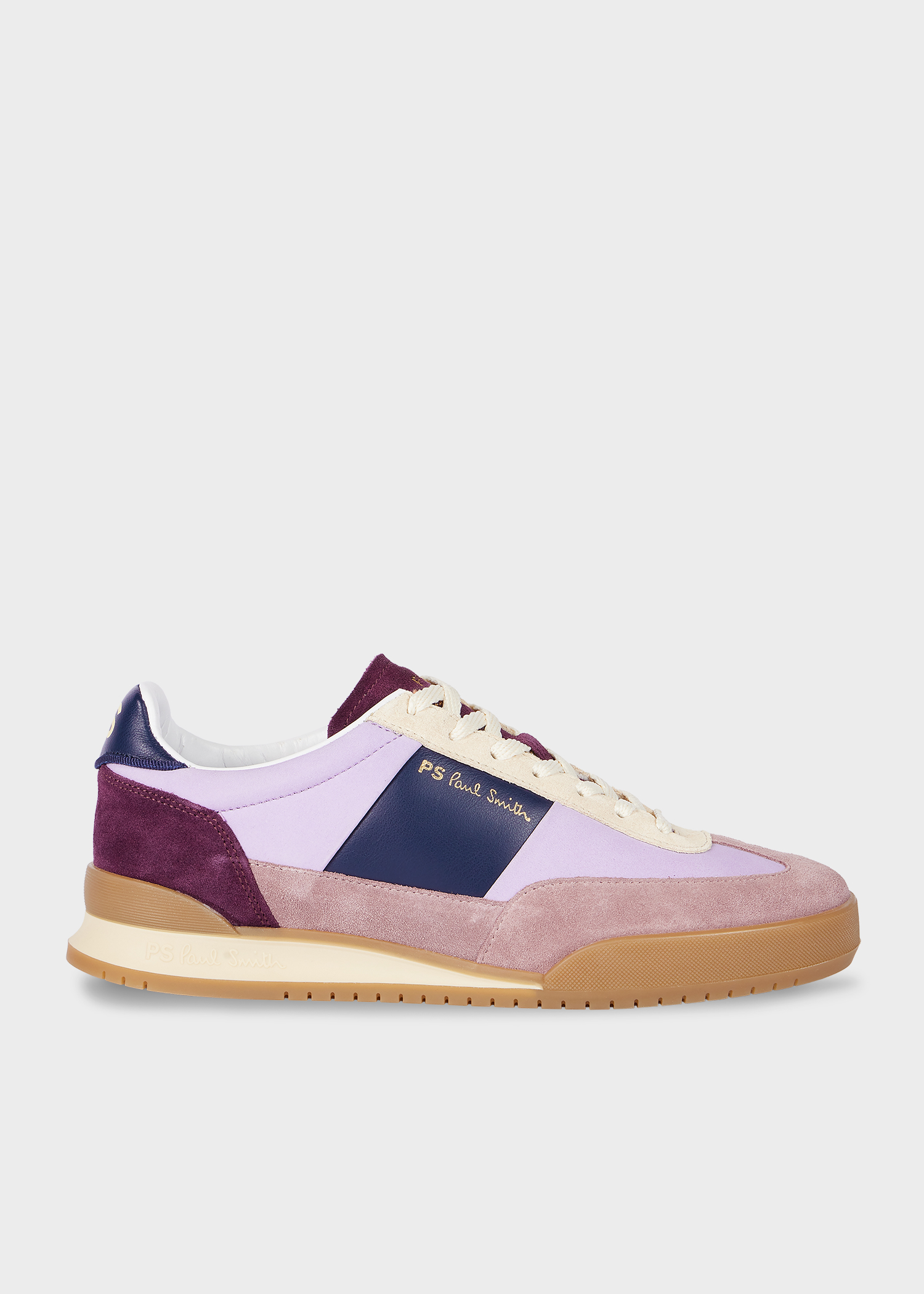 Women's Nubuck Purple 'Dover' Colourblock Retro Gum Trainers