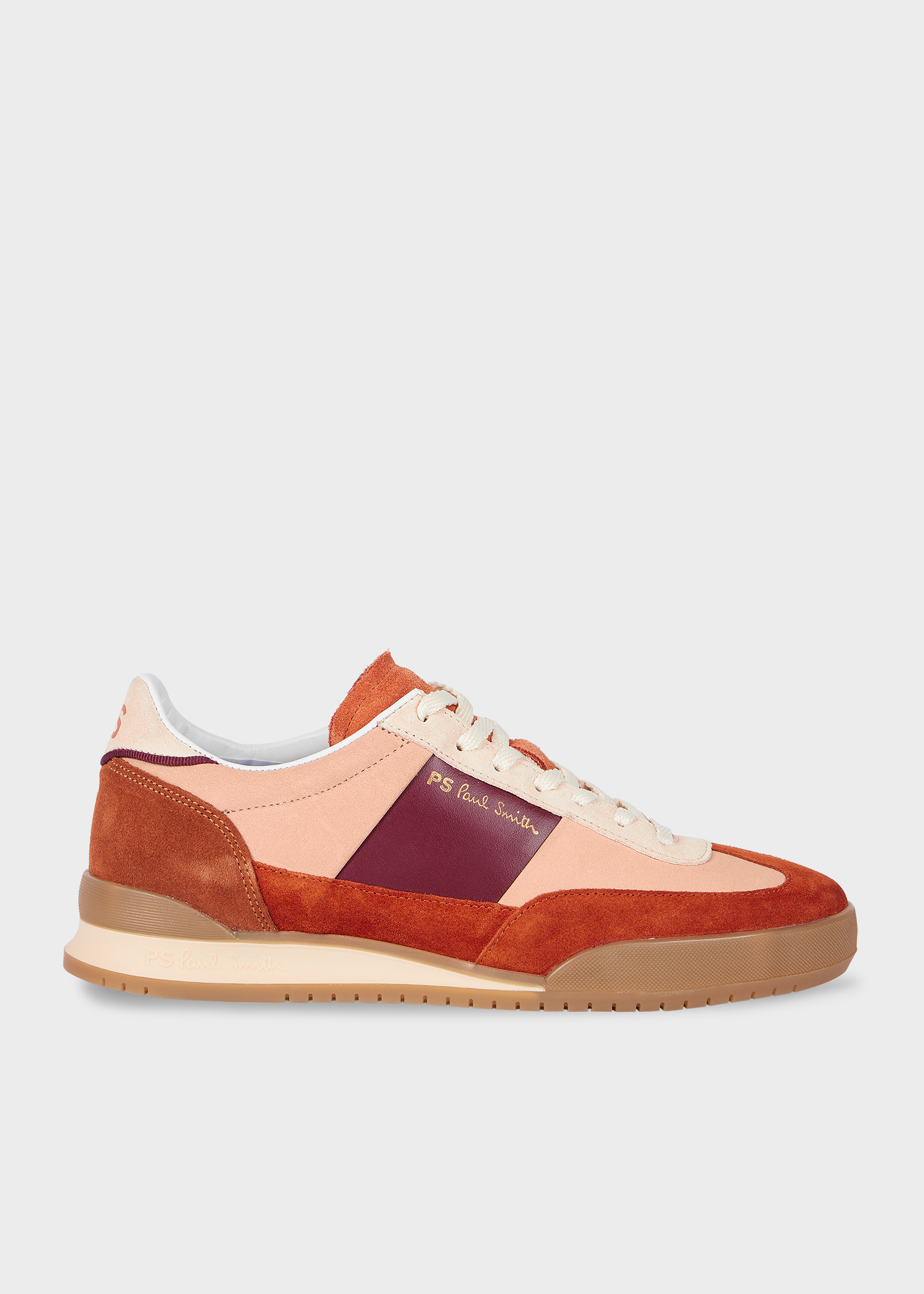 Women's Nubuck Rust Orange 'Dover' Colourblock Retro Gum Trainers