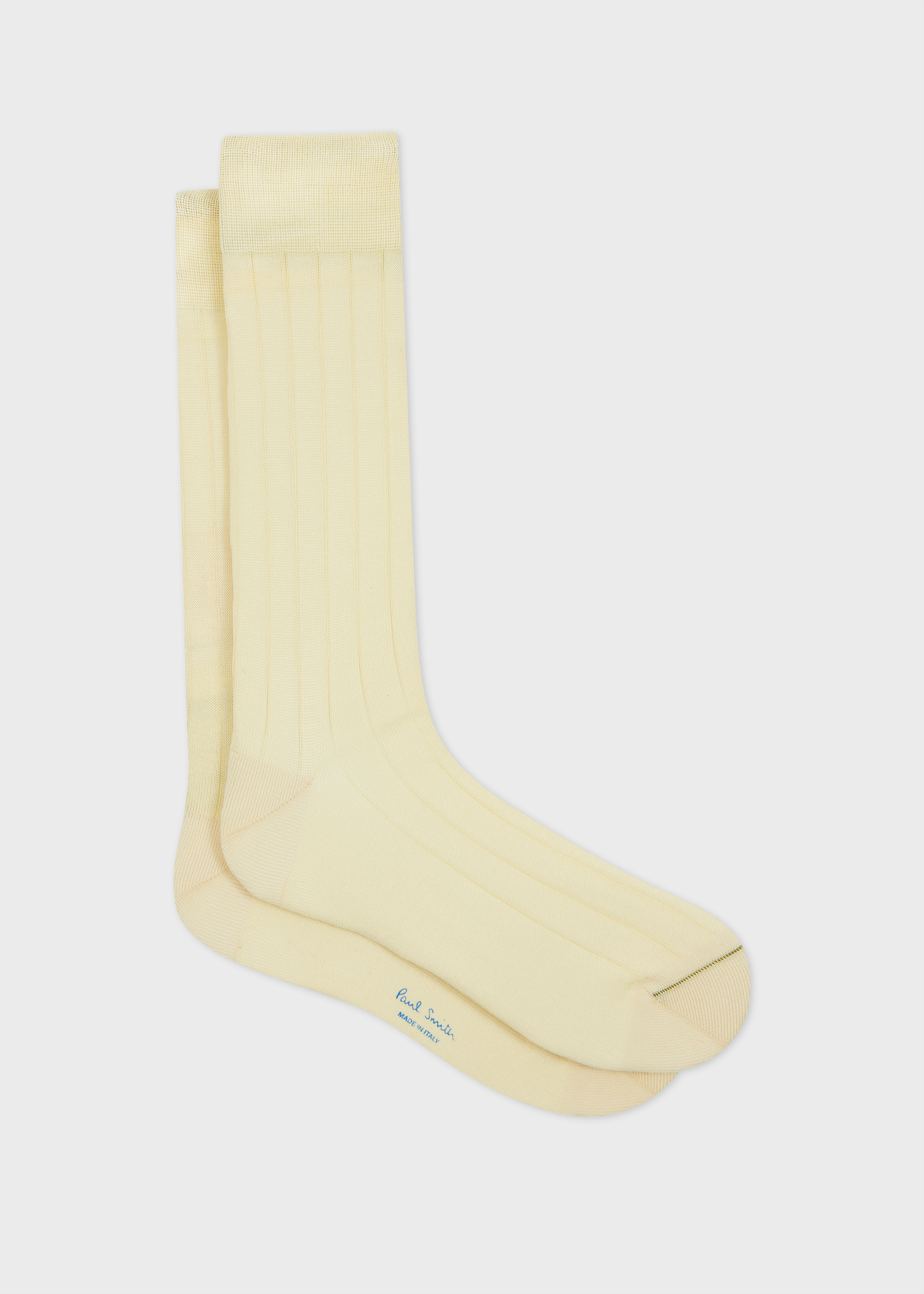 Men's Cream Ribbed Cotton Socks