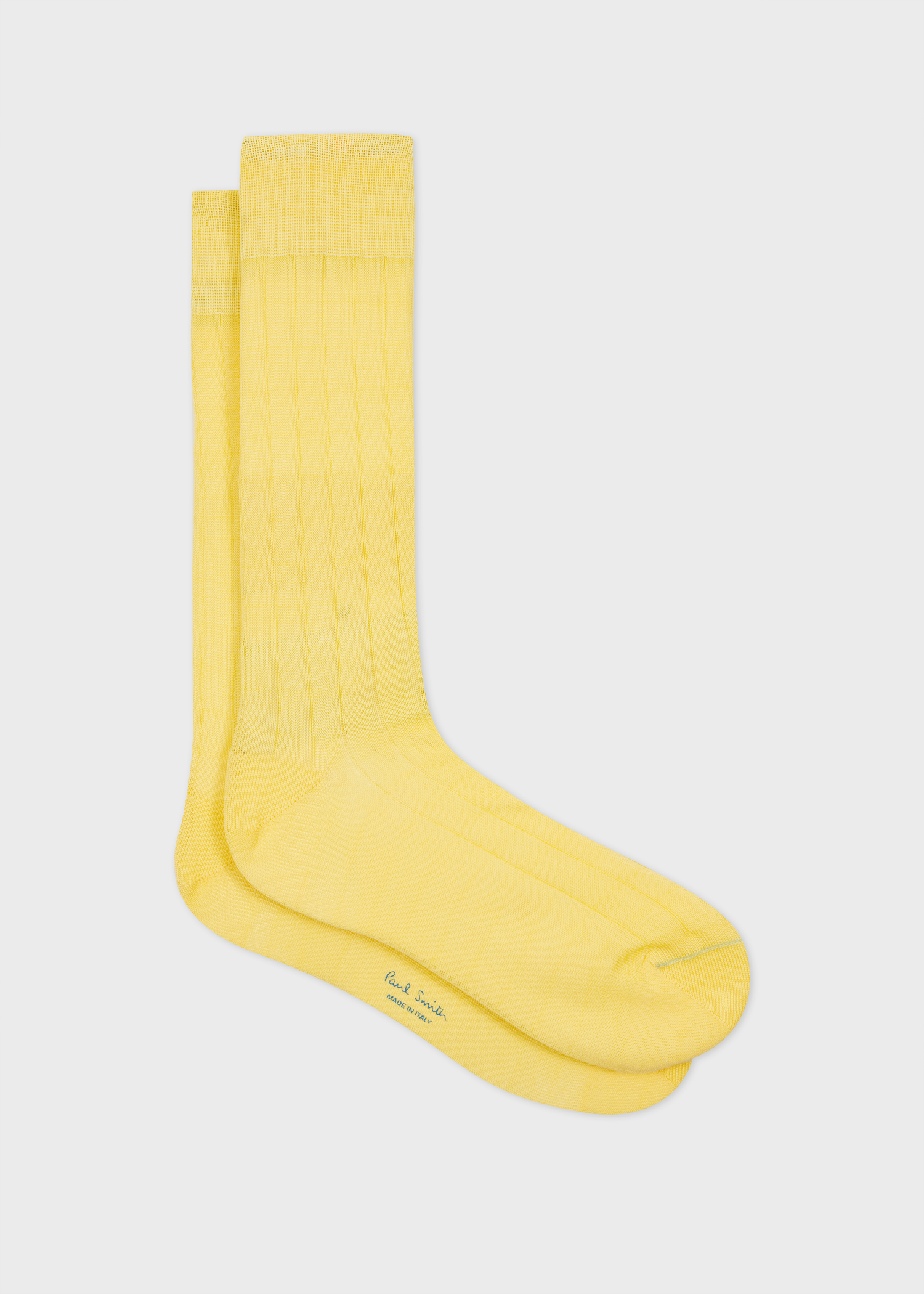 Men's Lemon Yellow Ribbed Cotton Socks