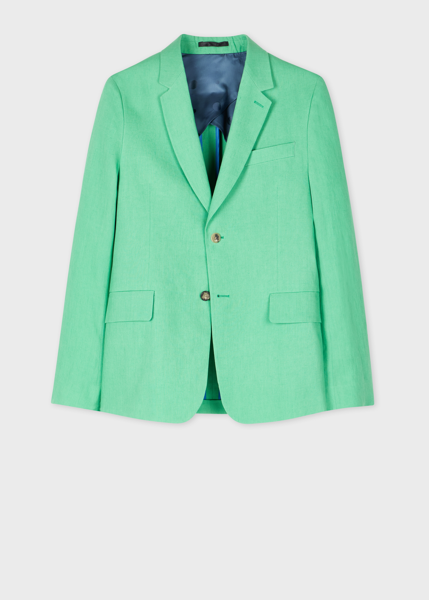 Men's Turquoise Green Linen Buggy-Lined Blazer