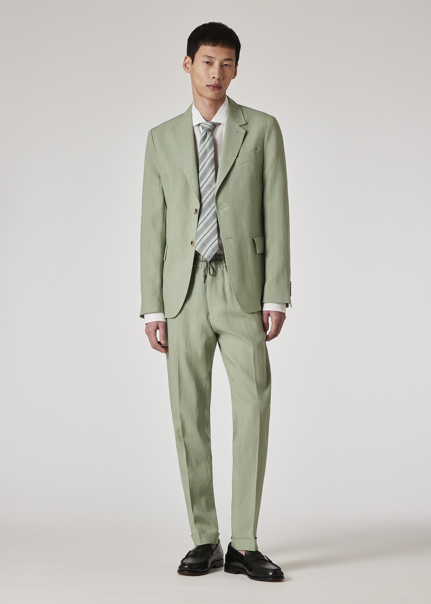Men's Light Green Linen Suit