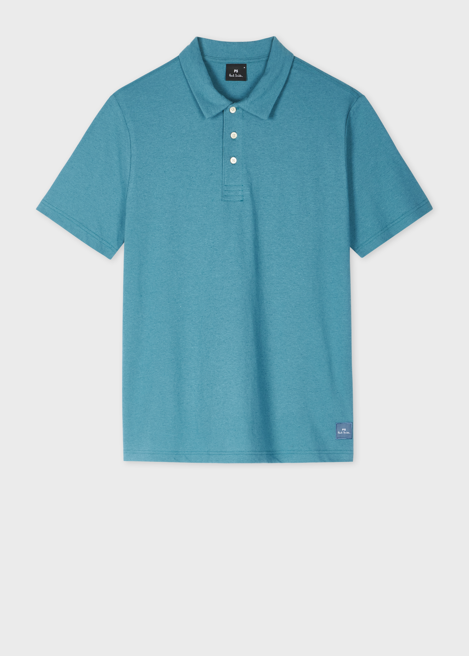 Blue Regular-fit Linen-Blend Polo Shirt