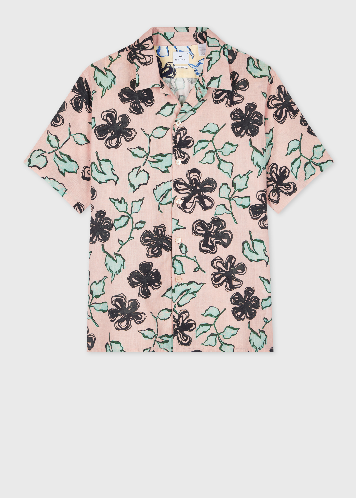 Men's Pale Pink 'Yukka' Print Short-Sleeve Shirt