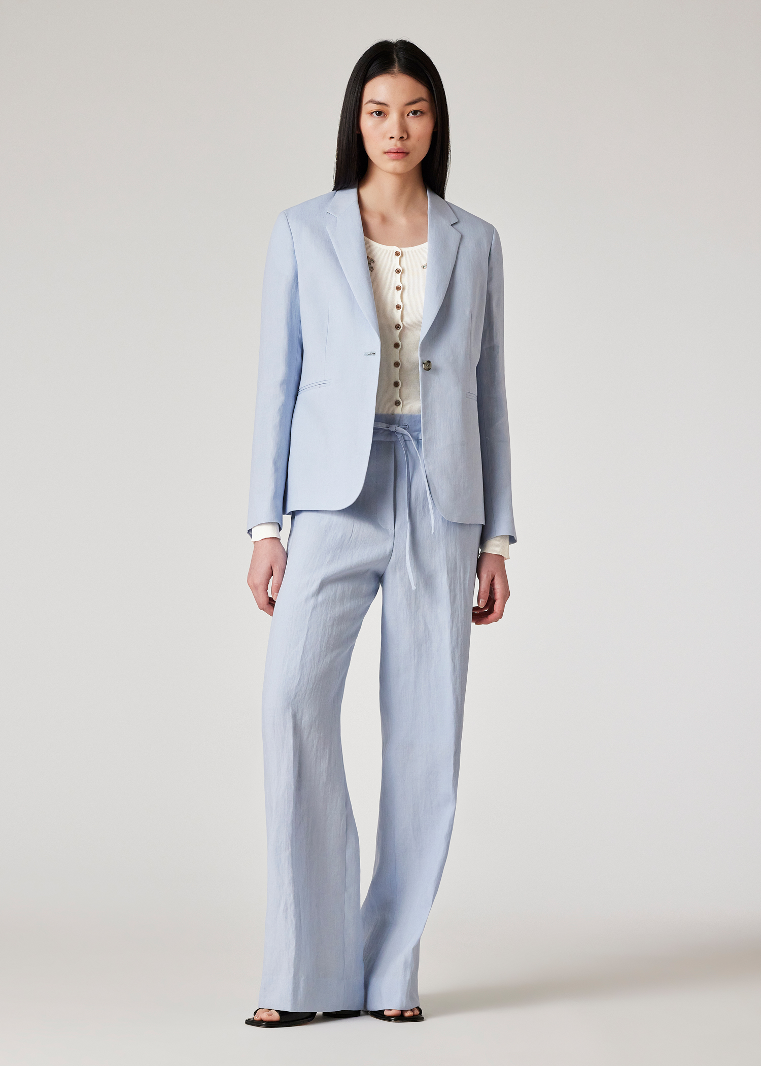 Women's Pale Blue Linen Suit
