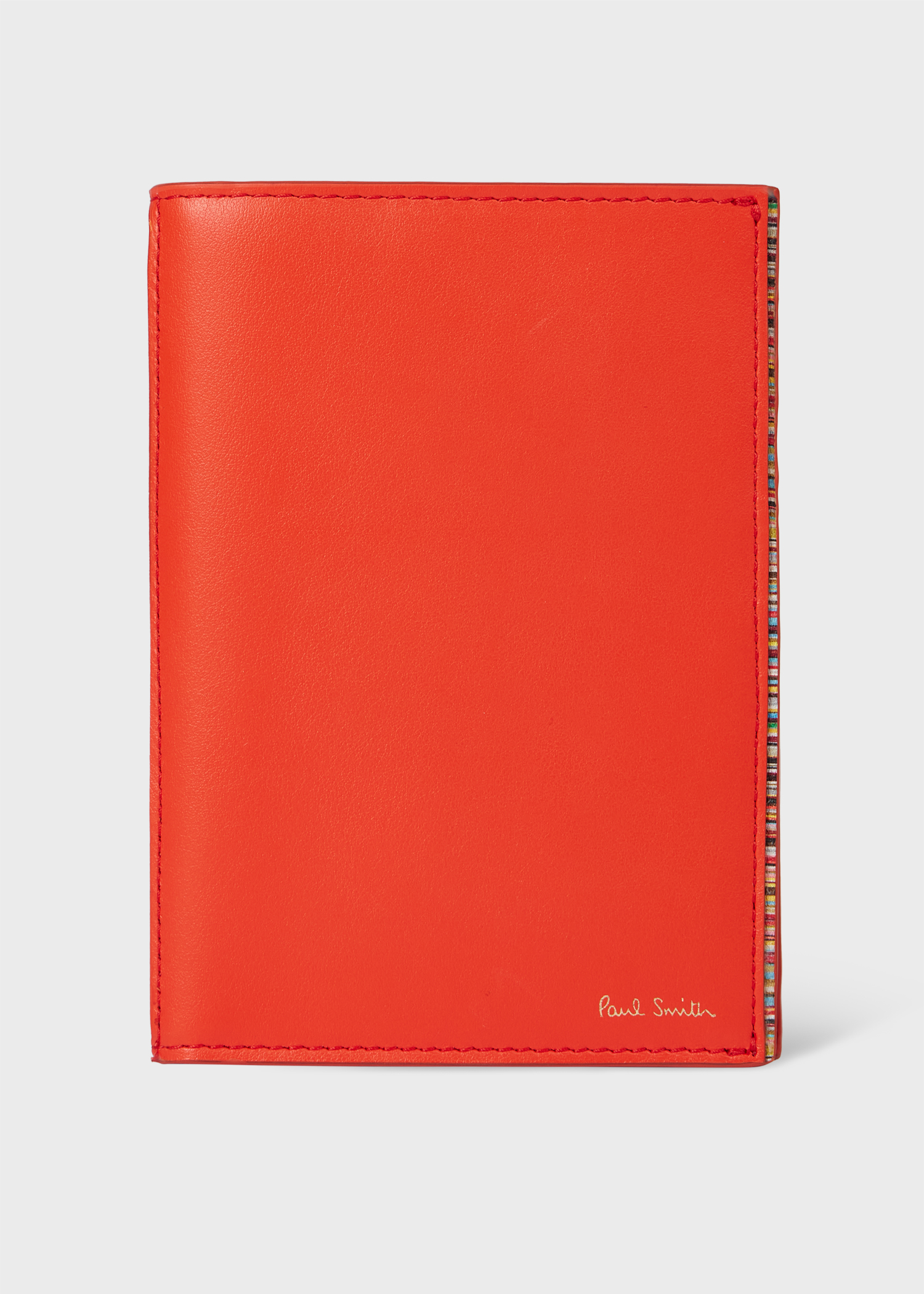 Orange Leather 'Signature Stripe' Trim Passport Holder