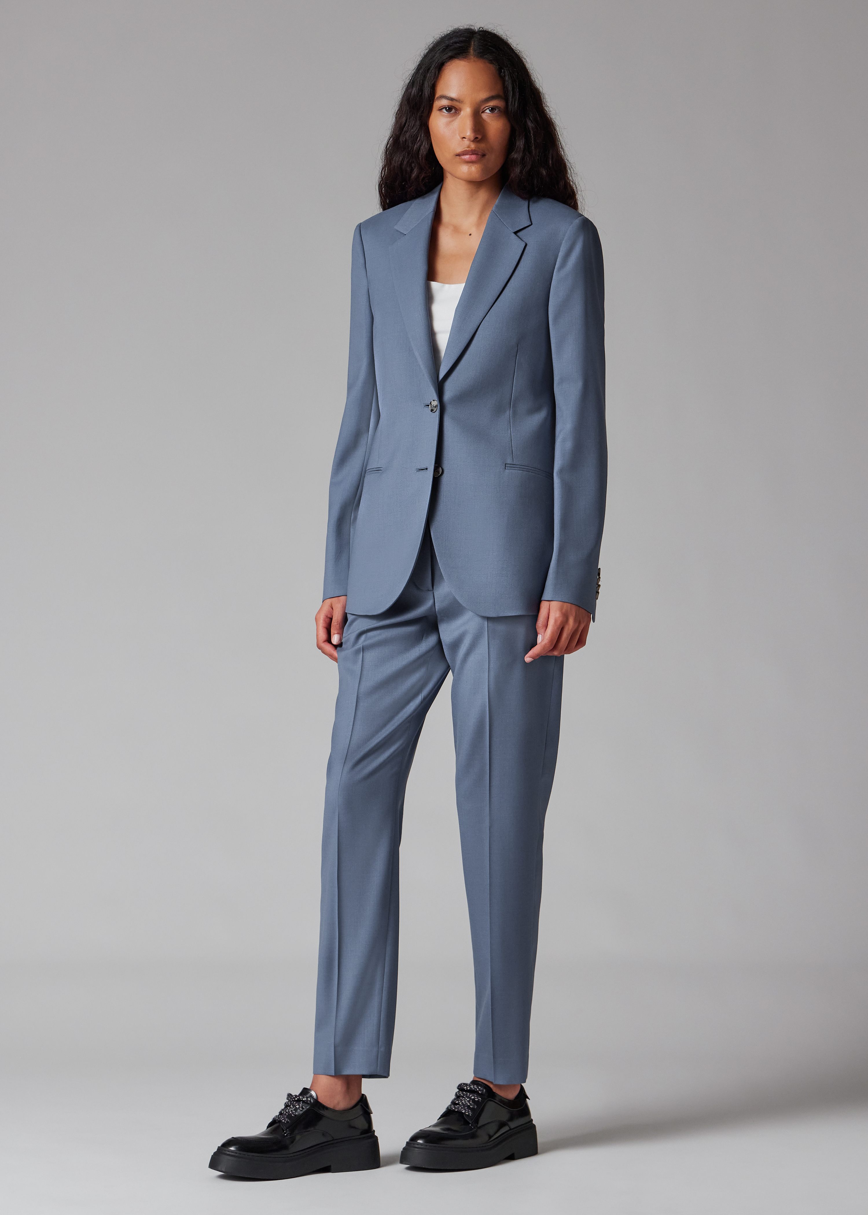 Women's A Suit To Travel In - Steel Blue Wool Suit