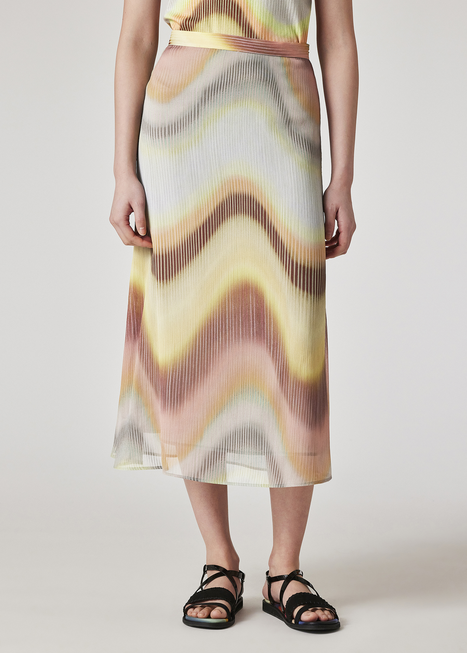 Women's 'Gradient Wave' Crinkle Georgette Midi Skirt