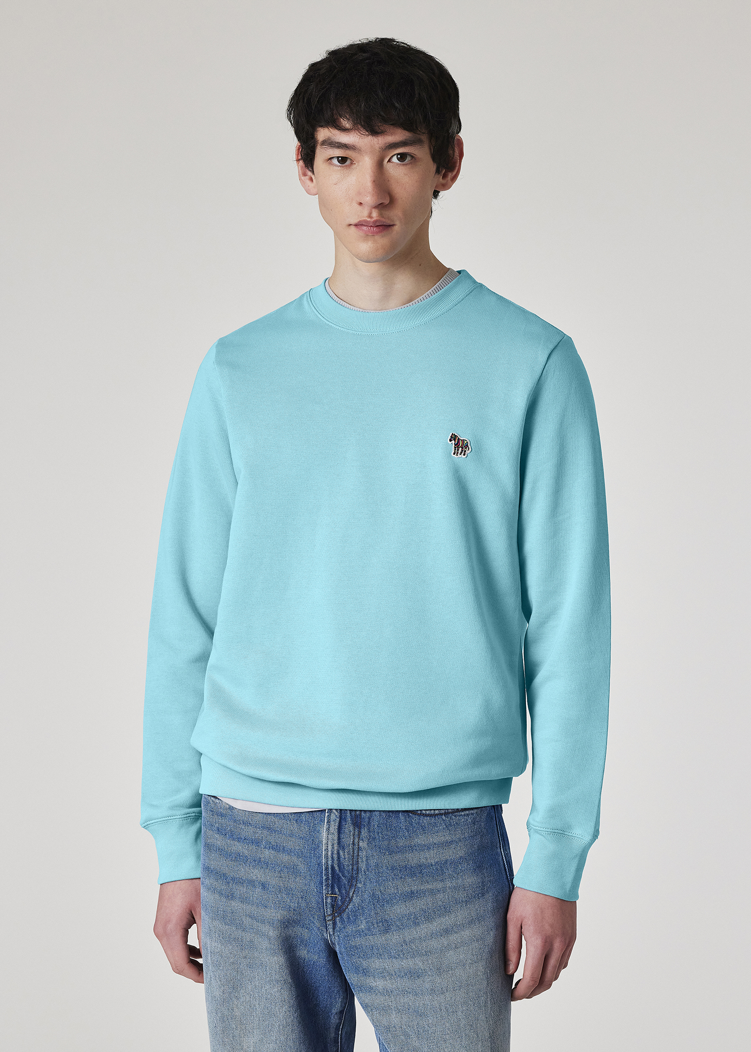 Men's Powder Pink Zebra Logo Organic Cotton Sweatshirt Men's Powder Pink Zebra Logo Organic Cotton Sweatshirt