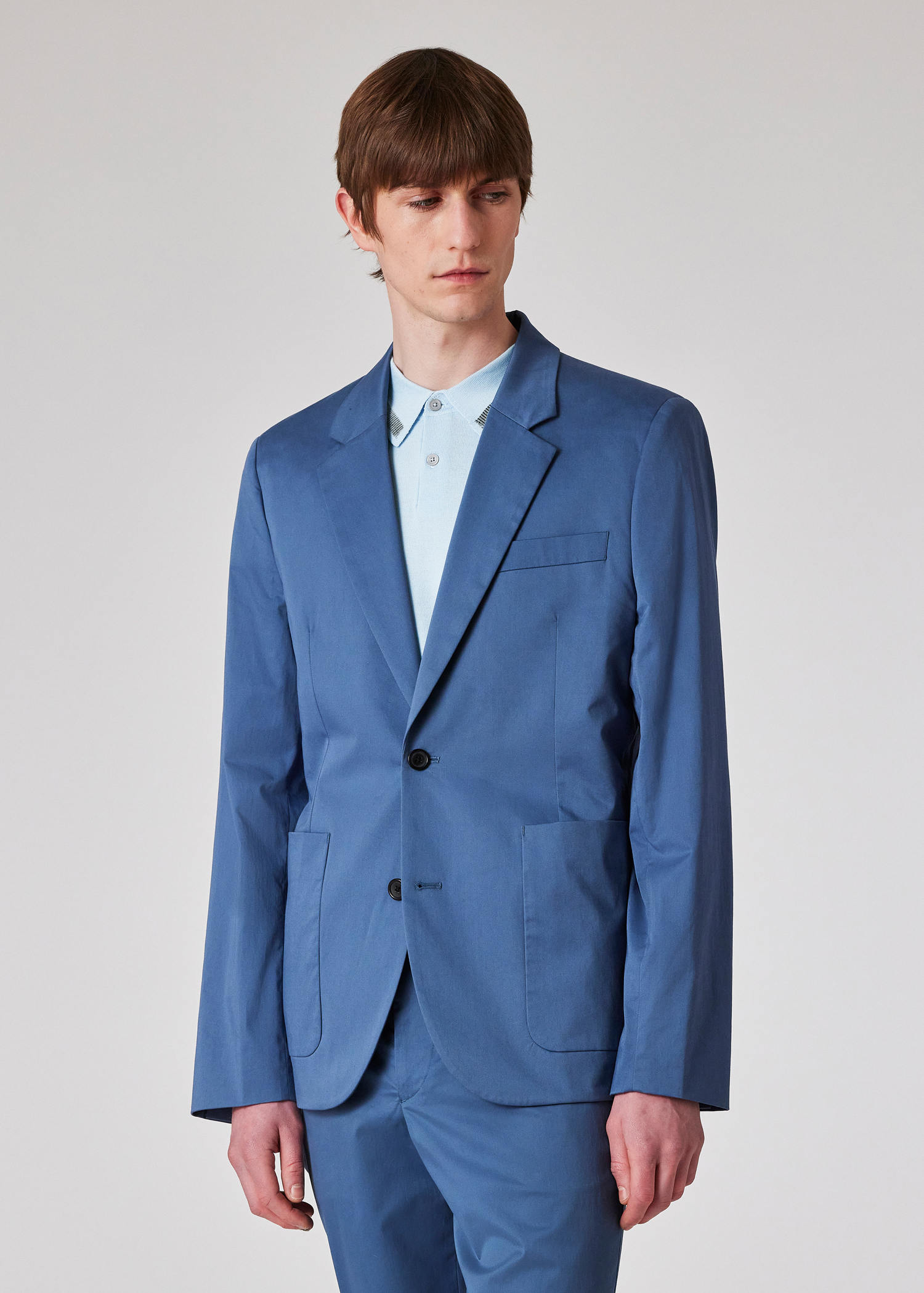 Men's Blue Stretch-Cotton Buggy-Lined Blazer