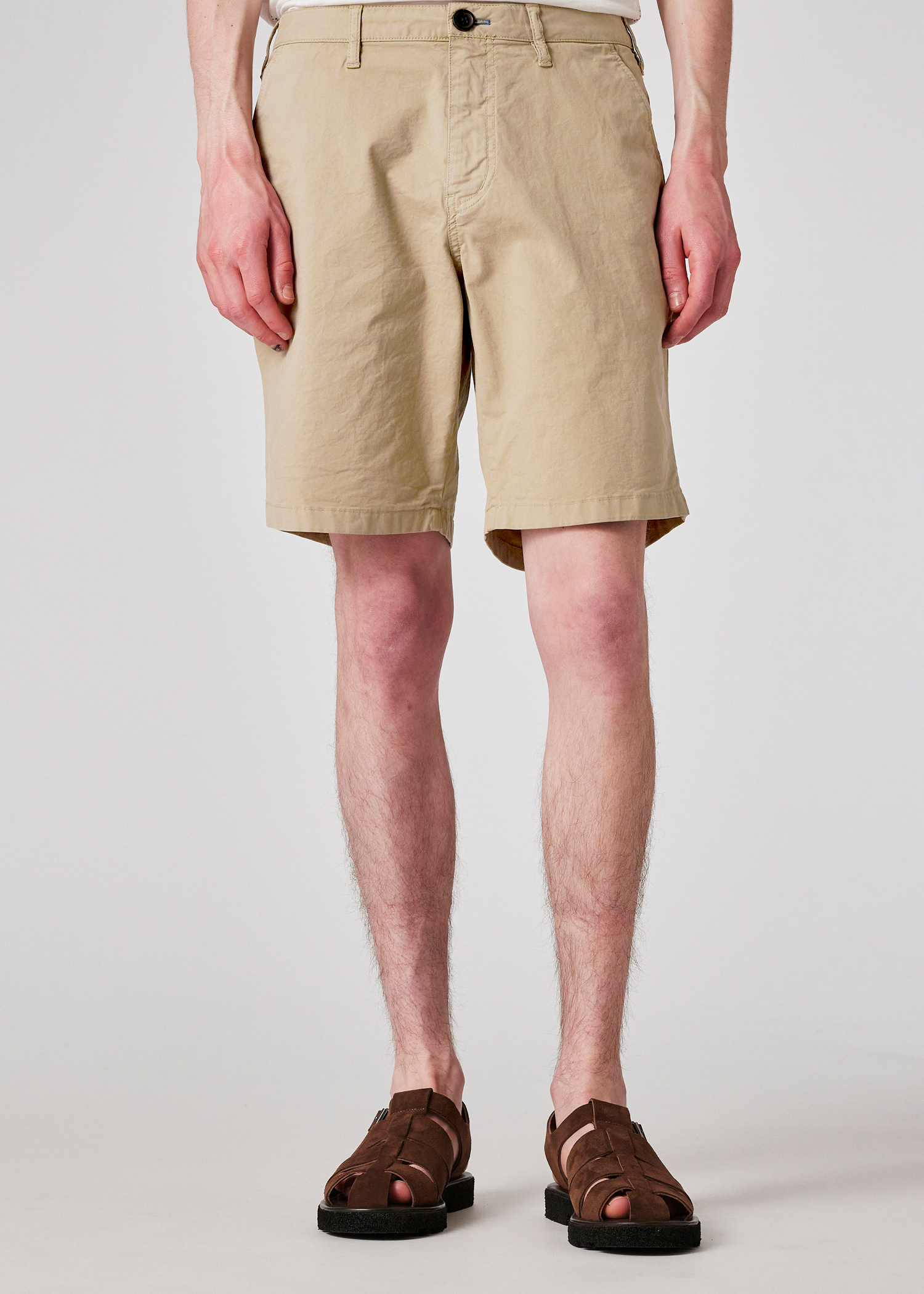 Men's Light Tan Cotton-Twill 'Broad Stripe Zebra' Shorts