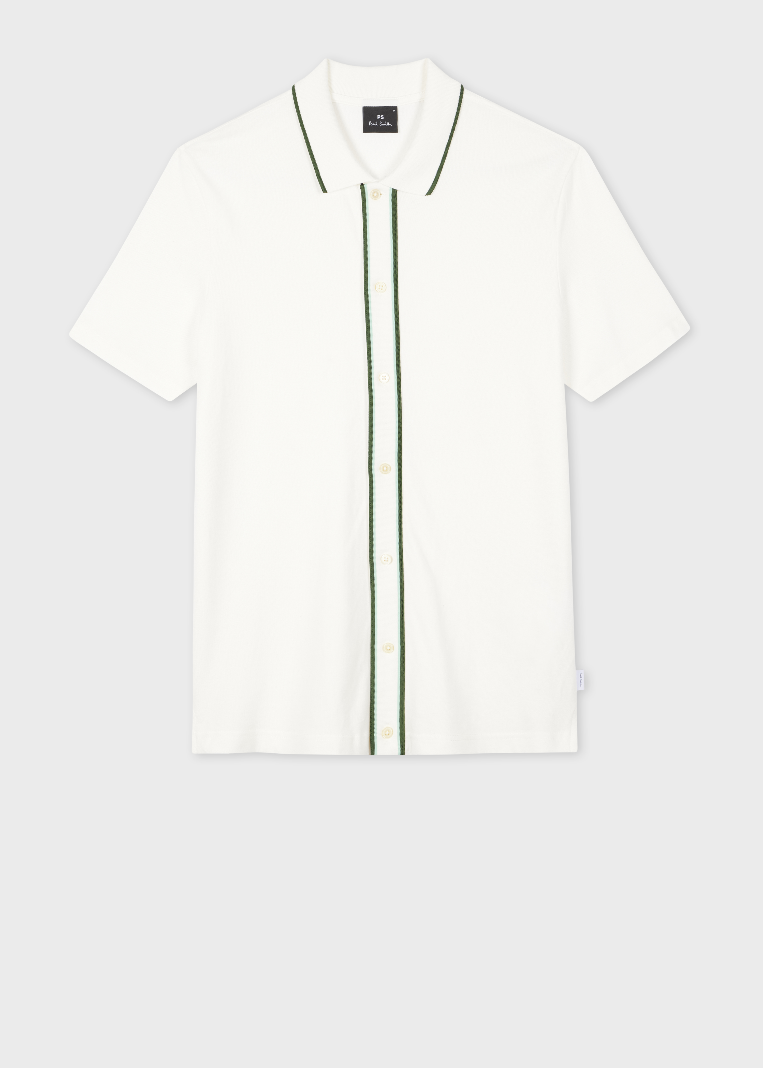 Men's White Button-Front Polo Shirt