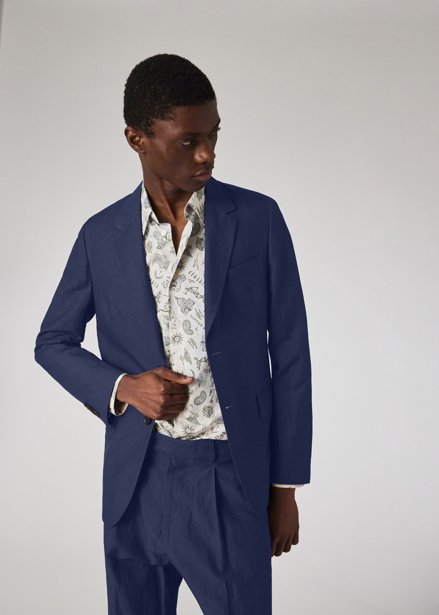 Men's Indigo Linen Buggy-Lined Blazer