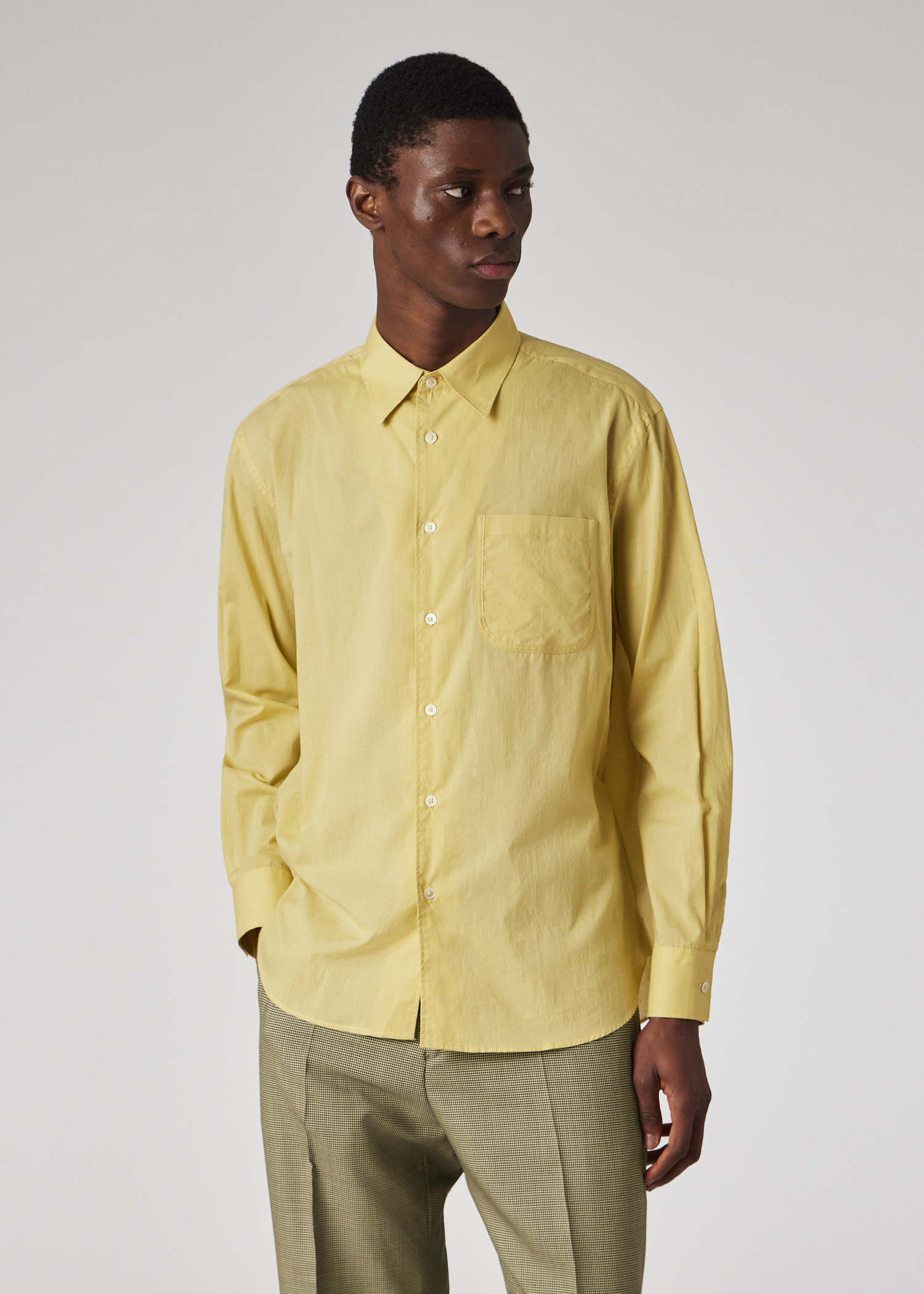 Men's Yellow Washed Cotton Shirt