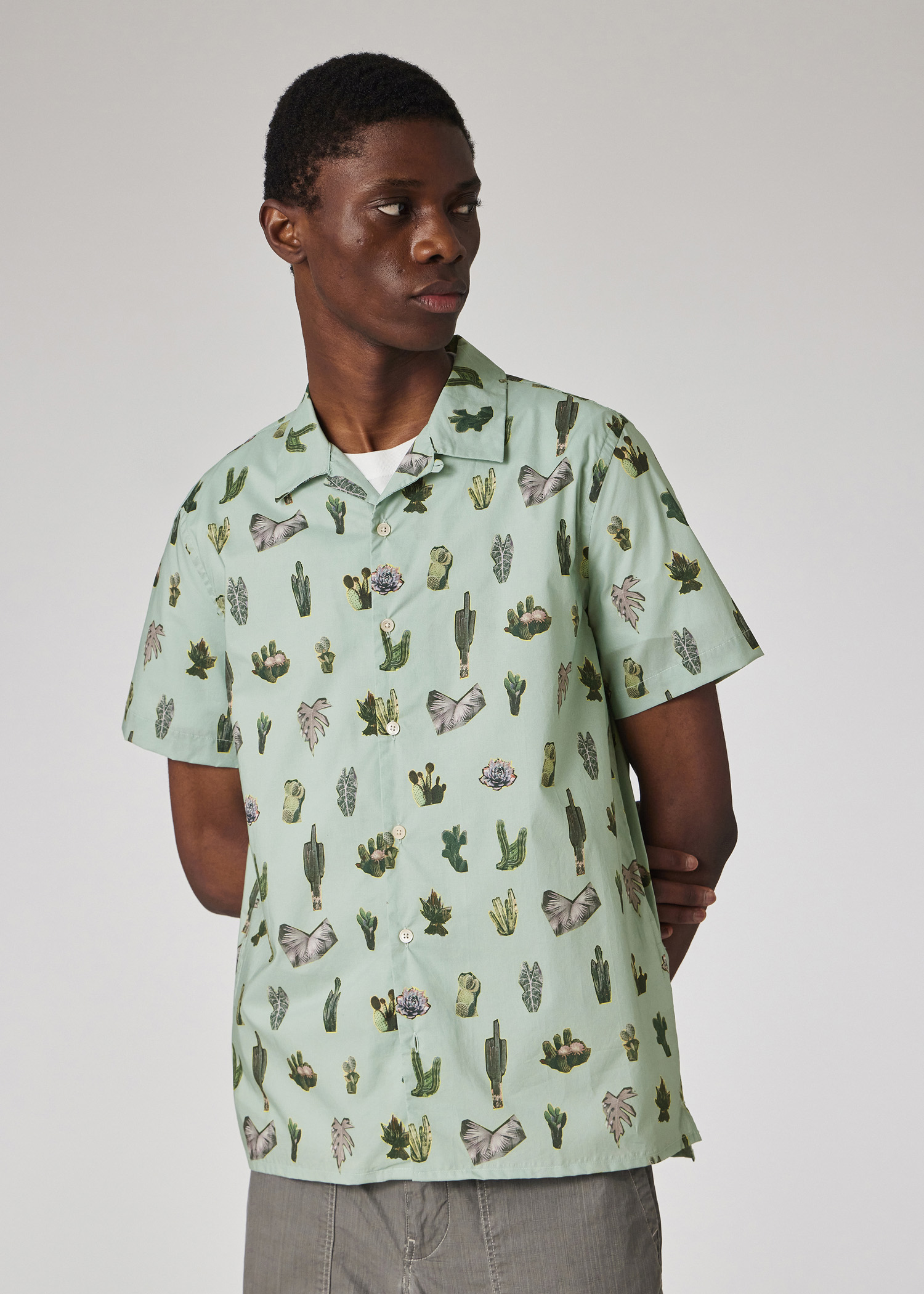 Pale Green Short-Sleeve 'Prickly Pear' Shirt
