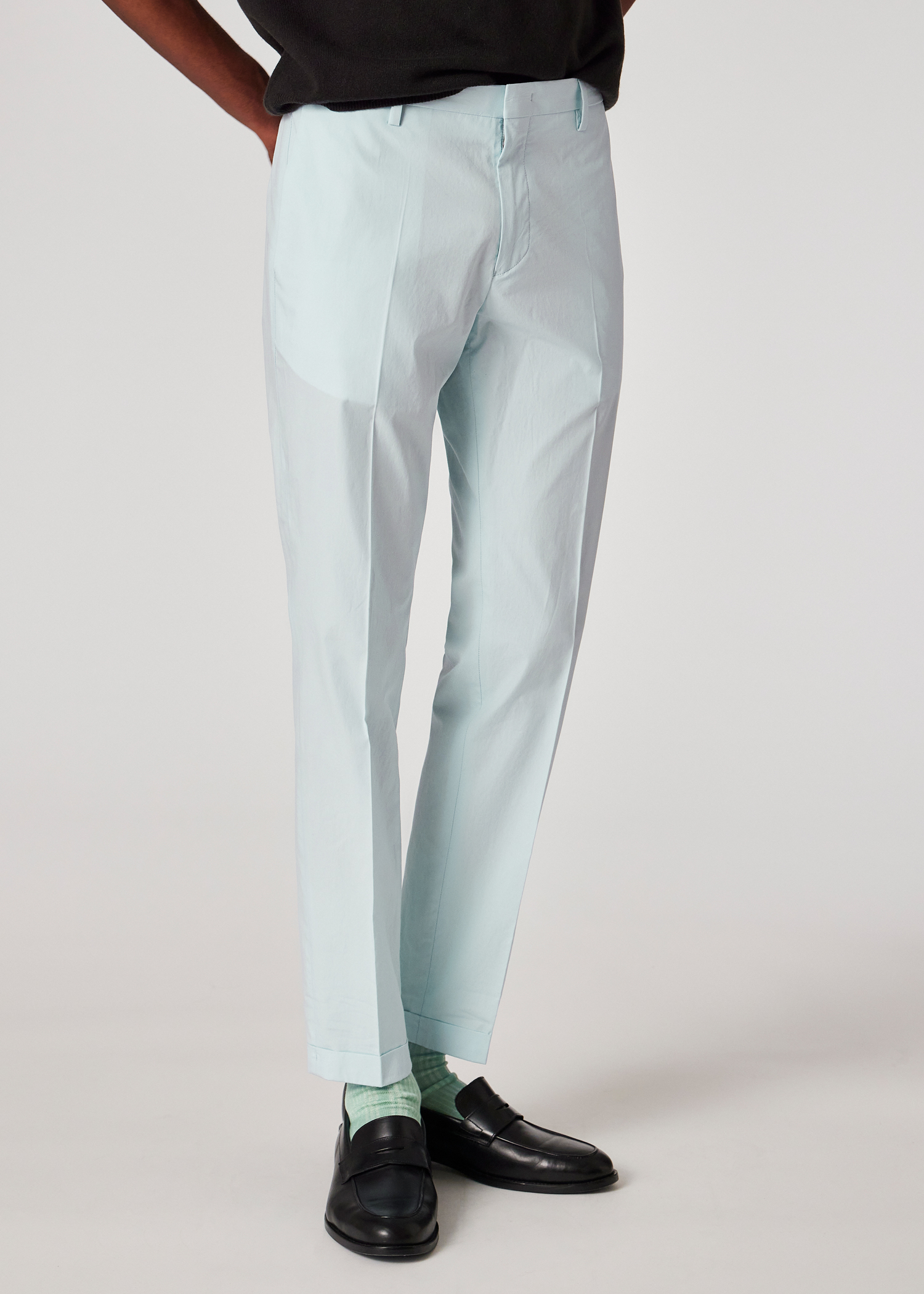 Men's Slim-Fit Light Blue Poplin Chinos
