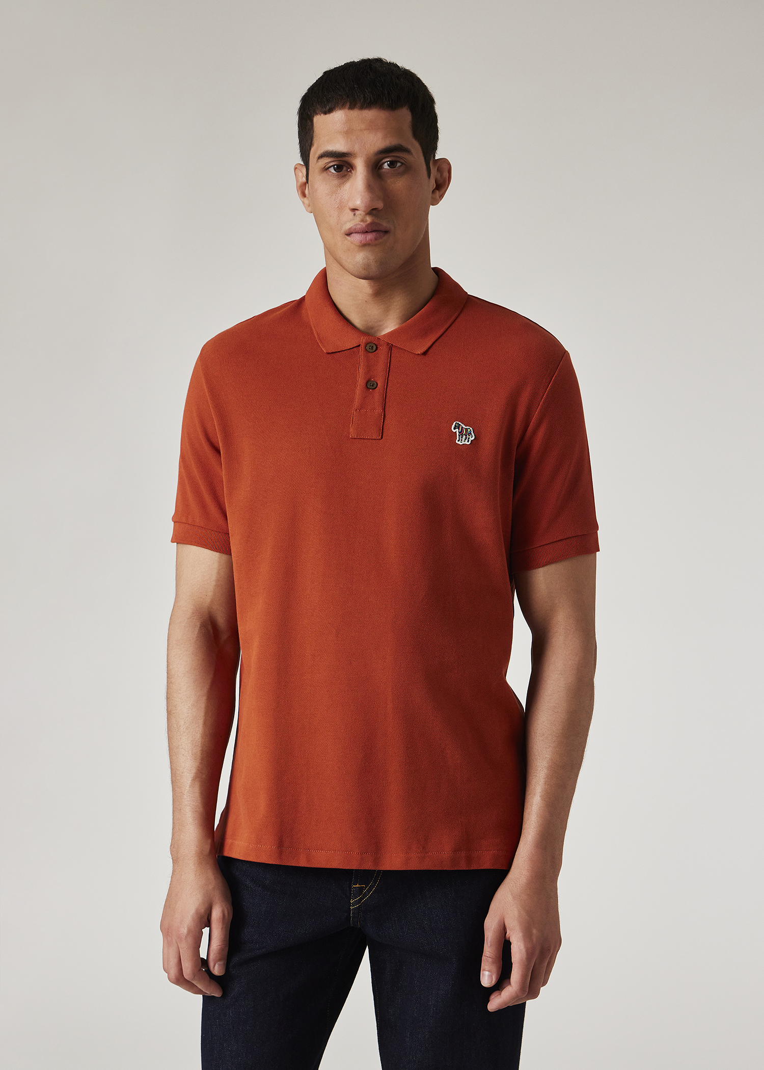 Men's Rust Organic Cotton Zebra Polo Shirt