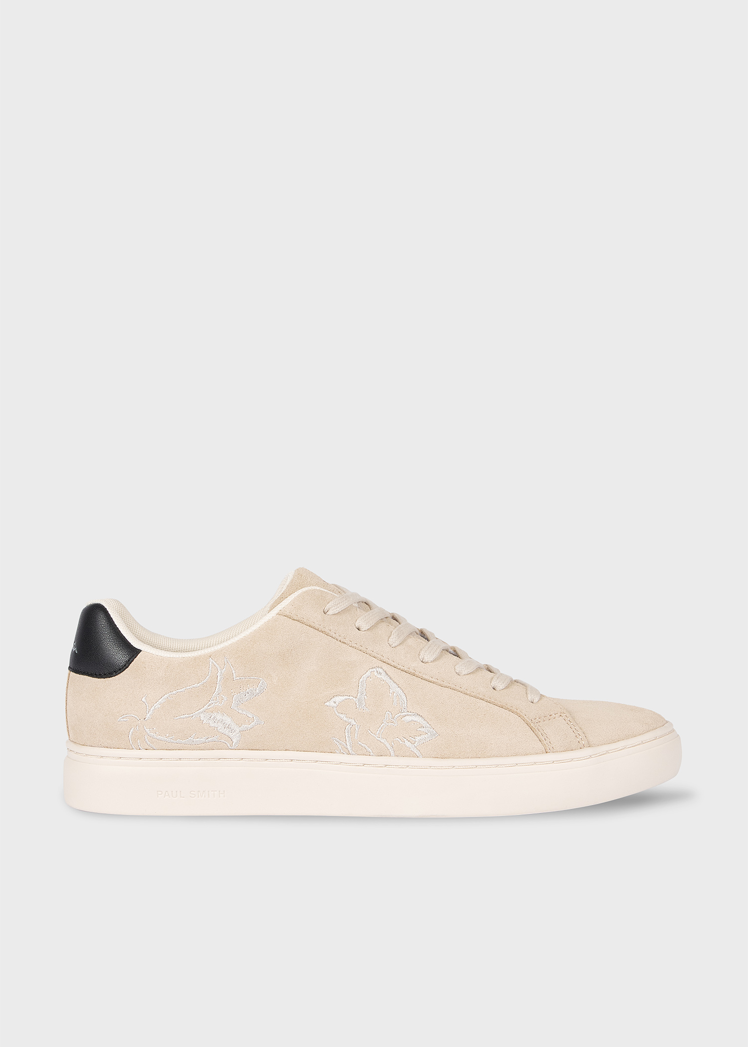 Men's Ecru Suede 'Rex' Embroidery Trainers