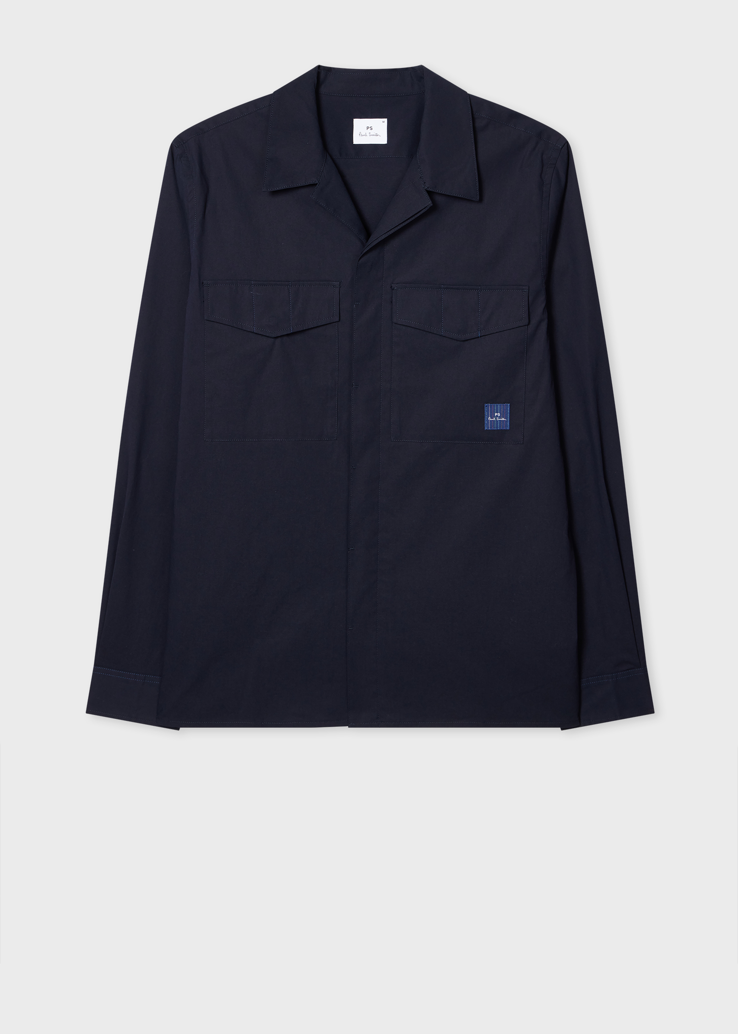 Men's Navy Cotton-Nylon Double Pocket Overshirt