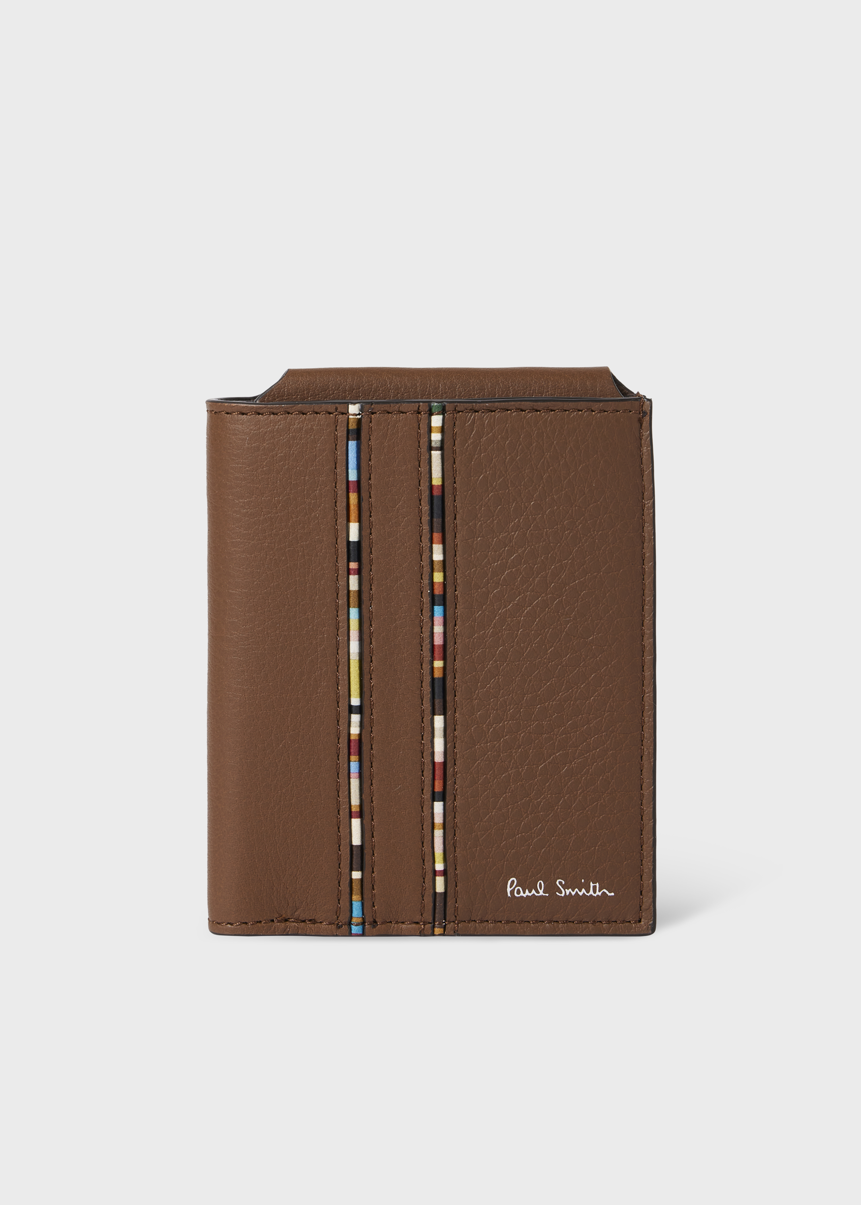 Men's Tan Leather 'Signature Stripe' Piping Billfold Wallet