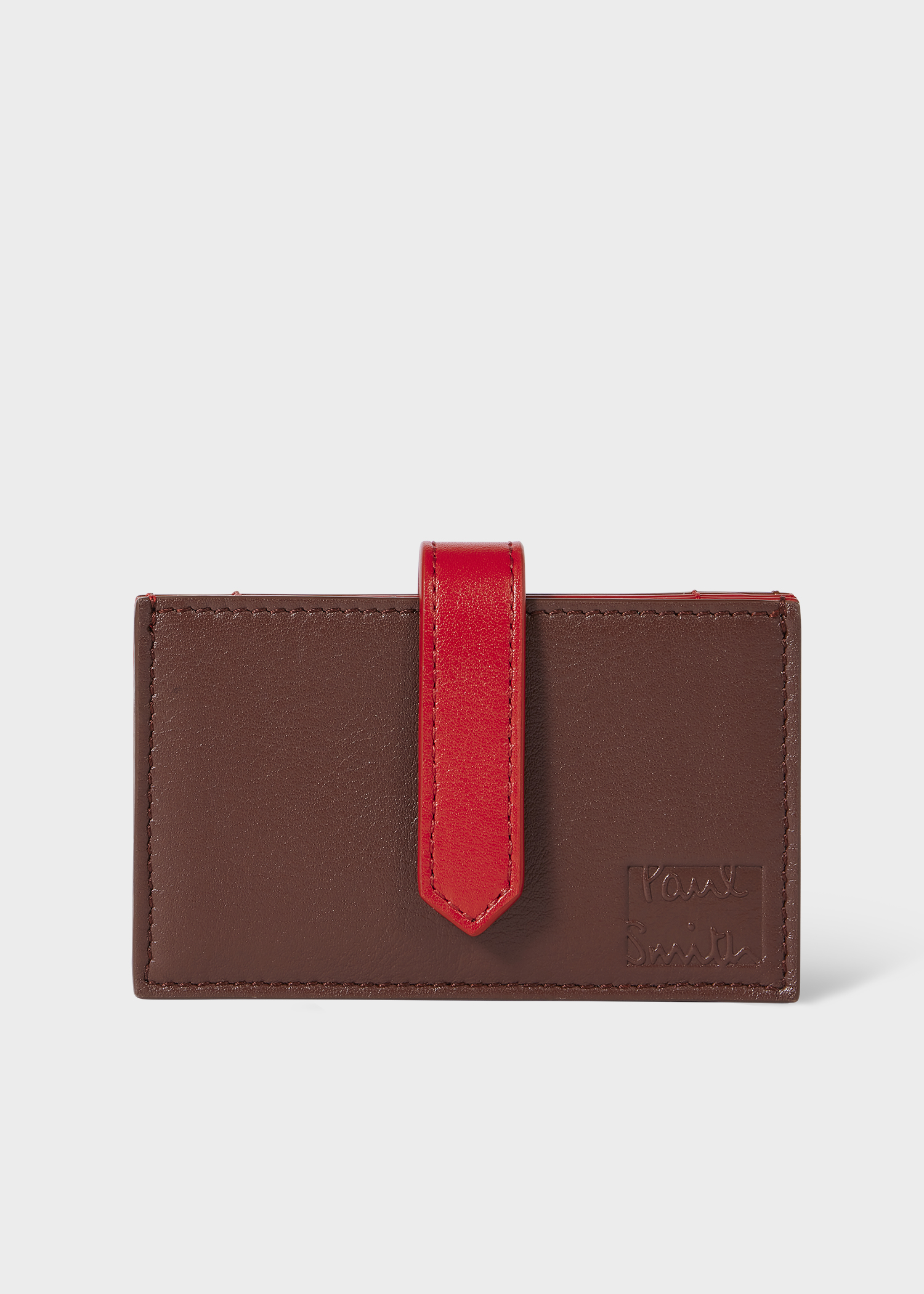 Women's Red Colourblock Leather Card Holder