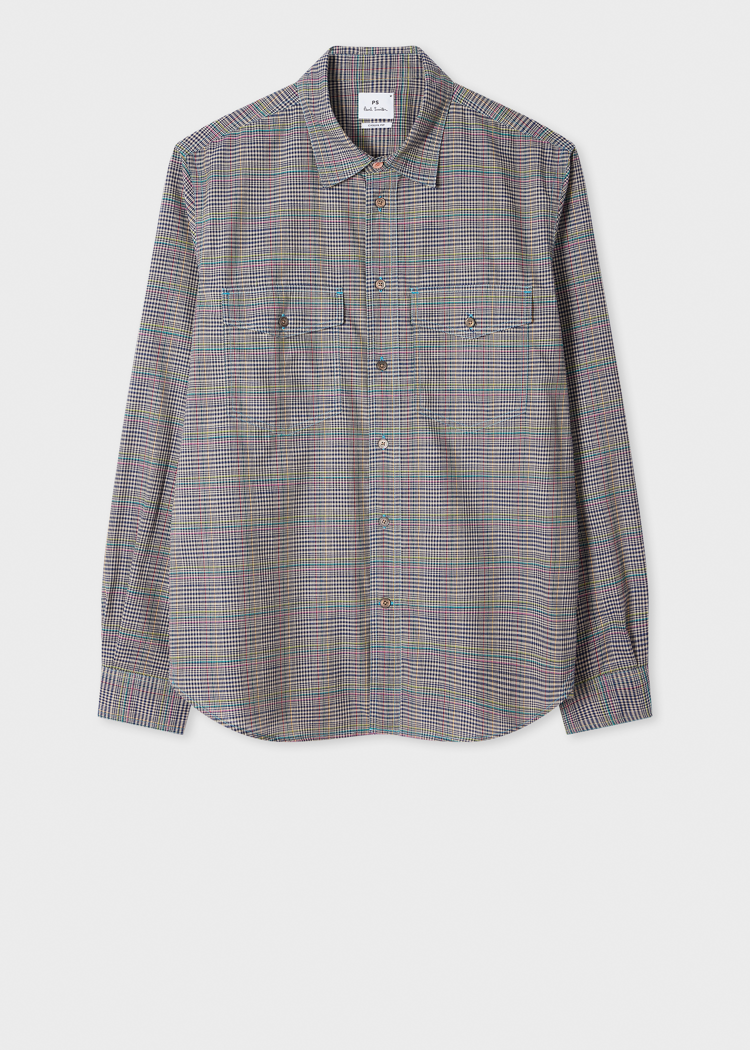 Men's Multicolour Check Cotton-Lyocell Shirt