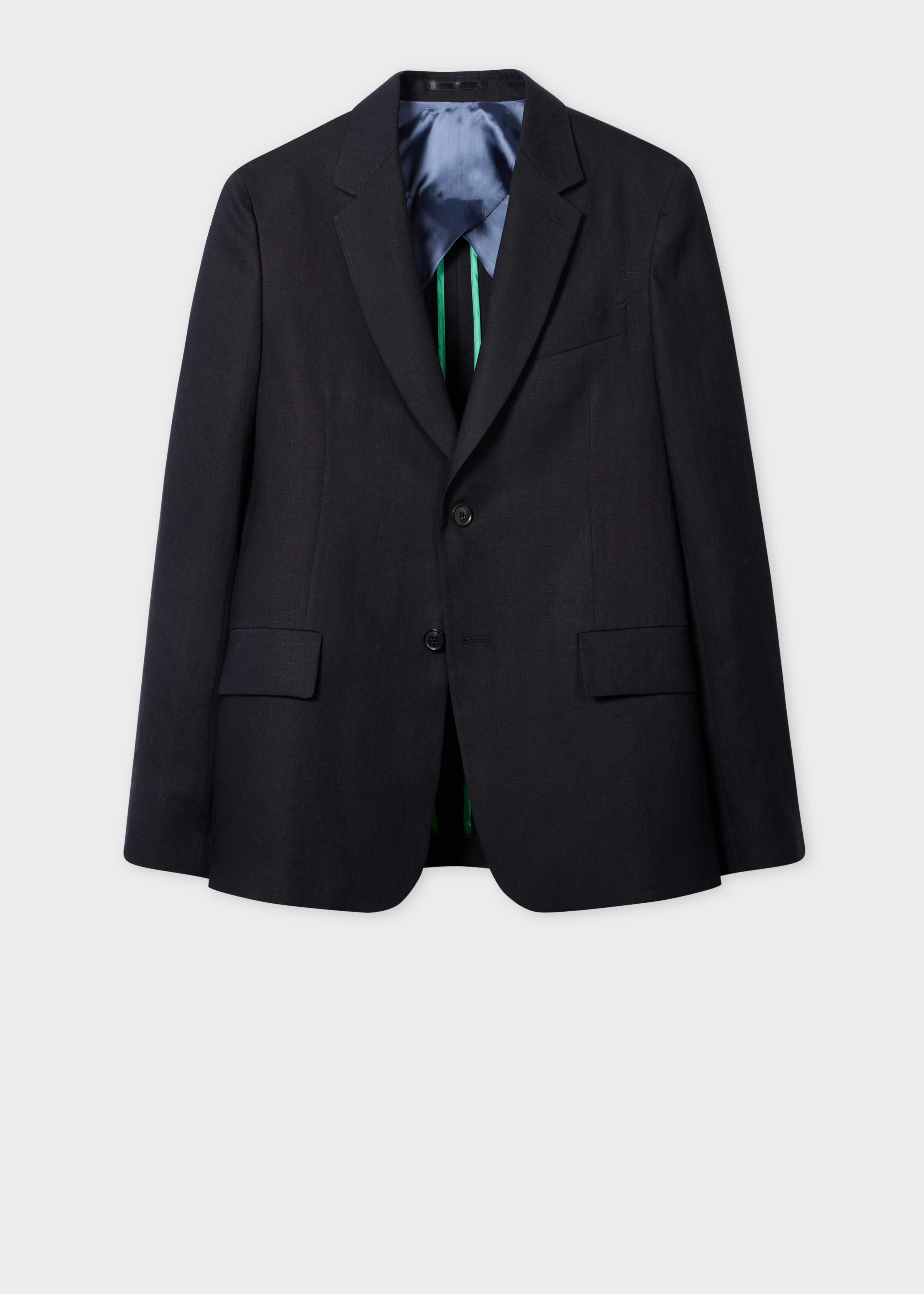 Men's Dark Navy Linen Buggy-Lined Blazer