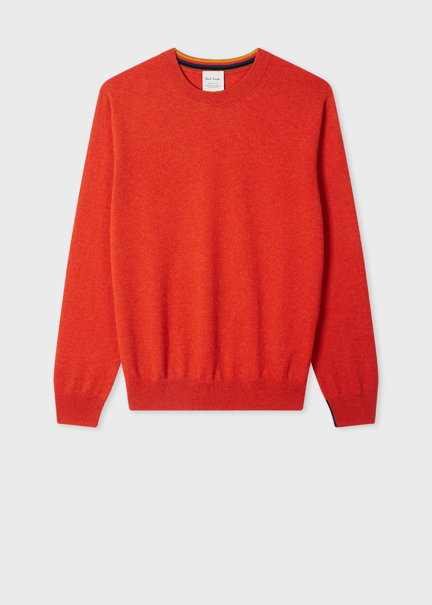 Men's Bright Red Cashmere Crew Neck Sweater